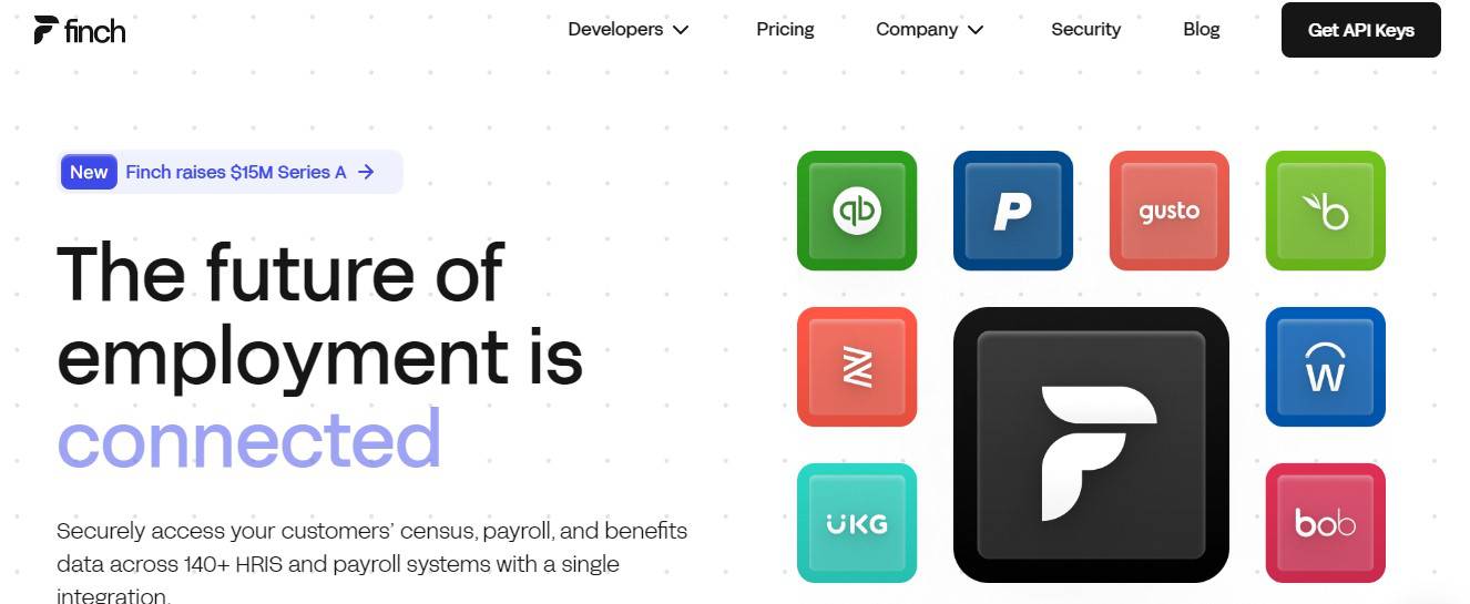 Finch, an API builder connecting corporate HR systems, raises $15M from ...
