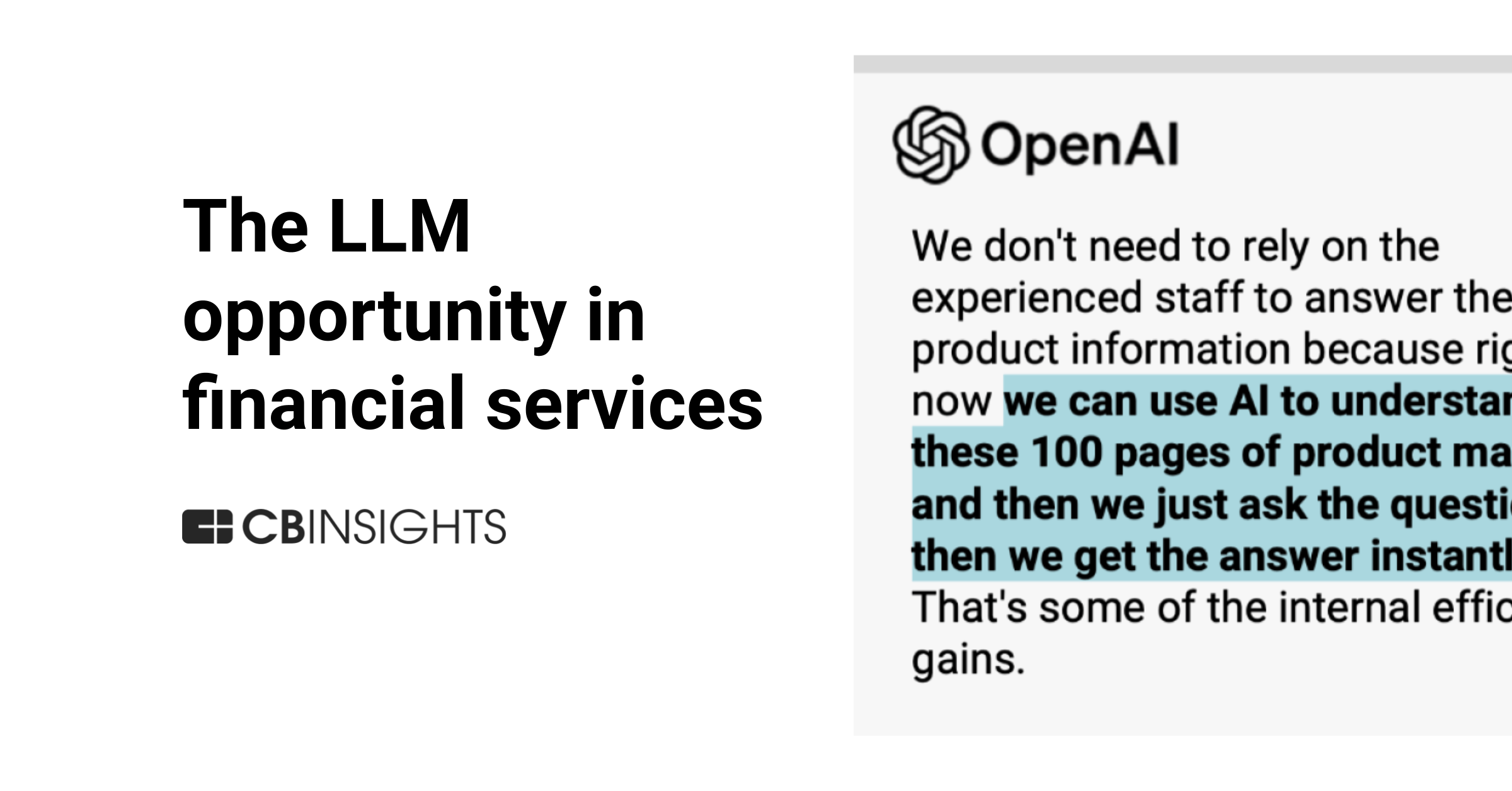 How are financial services players jumping on the LLM opportunity? - CB ...